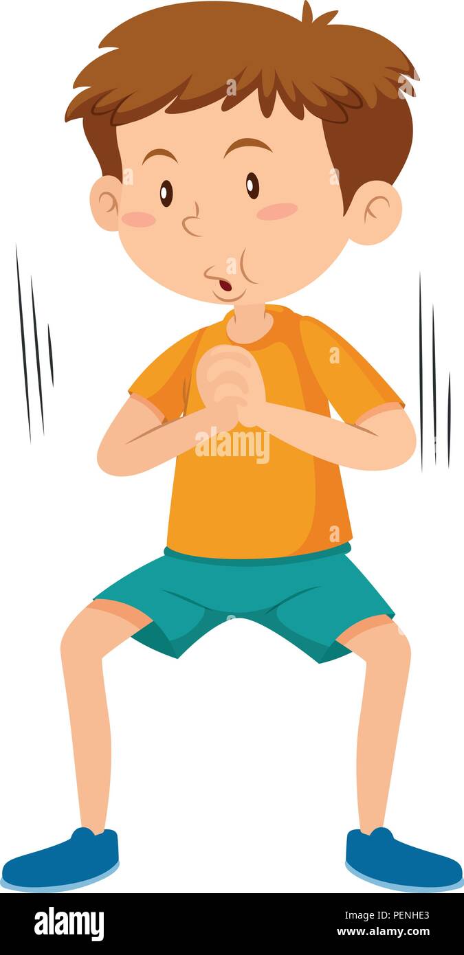 Boy doing squat exercise illustration Stock Vector Image & Art - Alamy