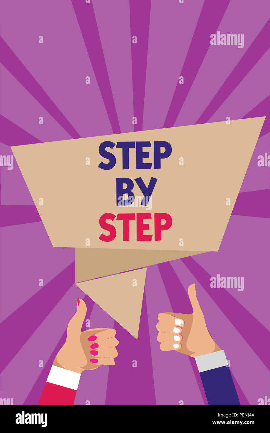Writing note showing Step By Step. Business photo showcasing Slow ...