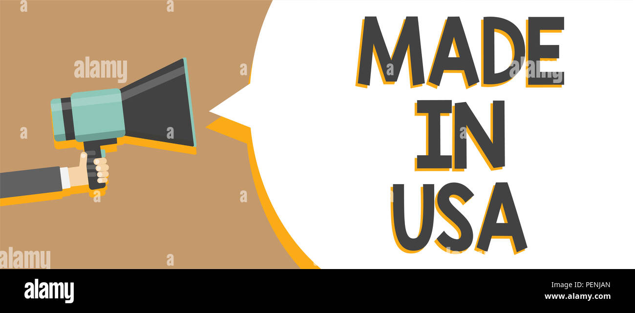 Word writing text Made In Usa. Business concept for American brand ...