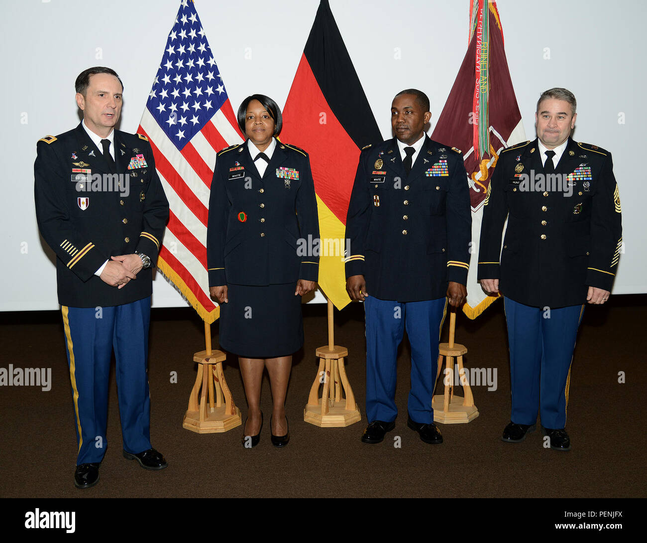 Col. William Stubbs (left), 30th Medical Brigade commander, speaks on ...