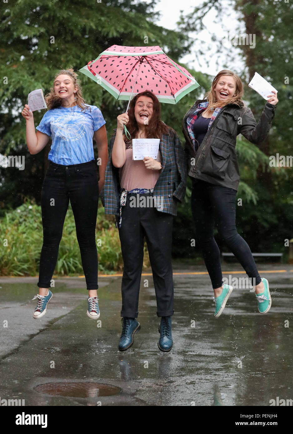 (Left to right) Helena Mitchell, Esme Molloy and Eloise Clarke, all 18 ...