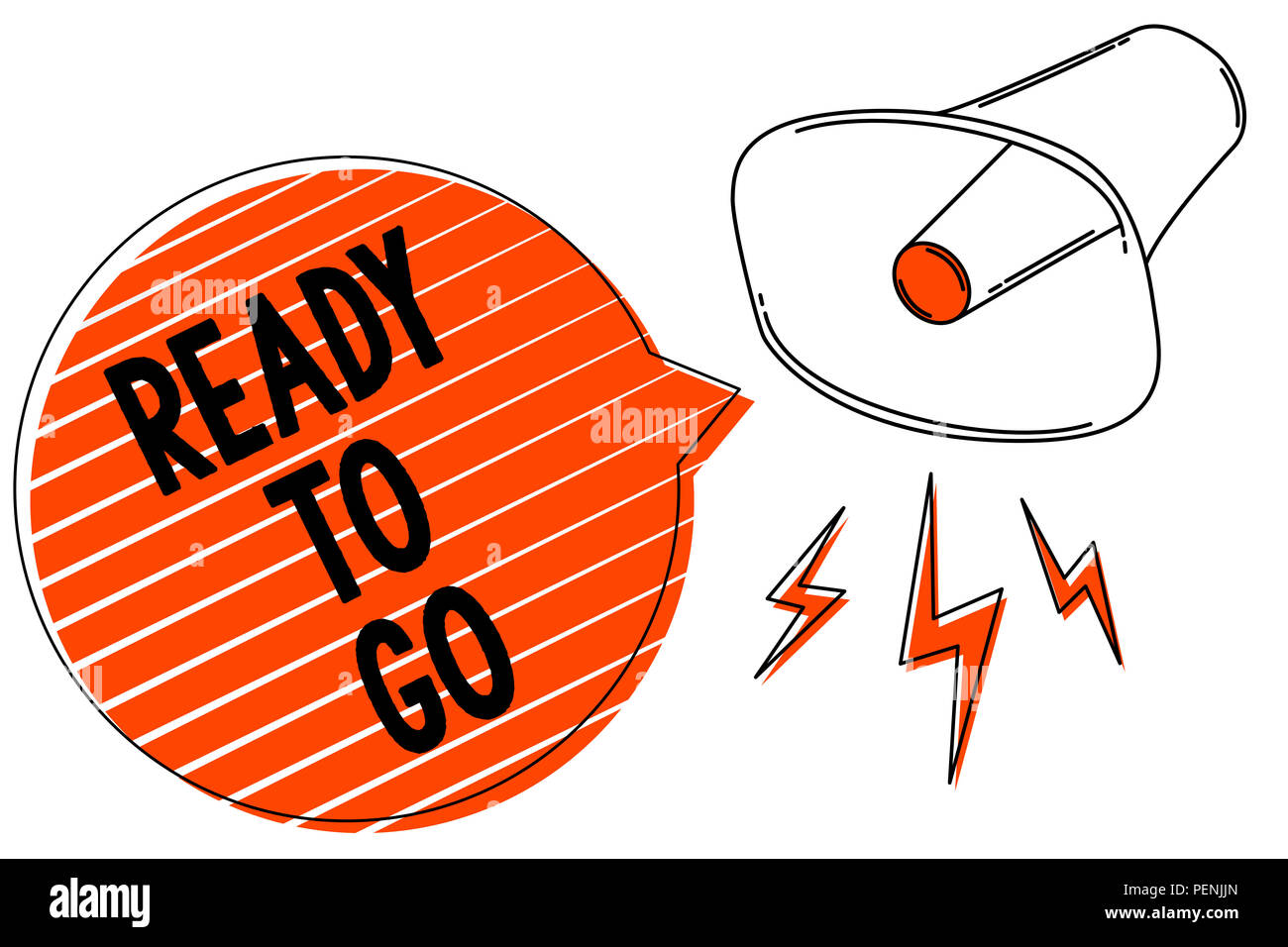 Handwriting text writing Ready To Go. Concept meaning Are you prepared ...