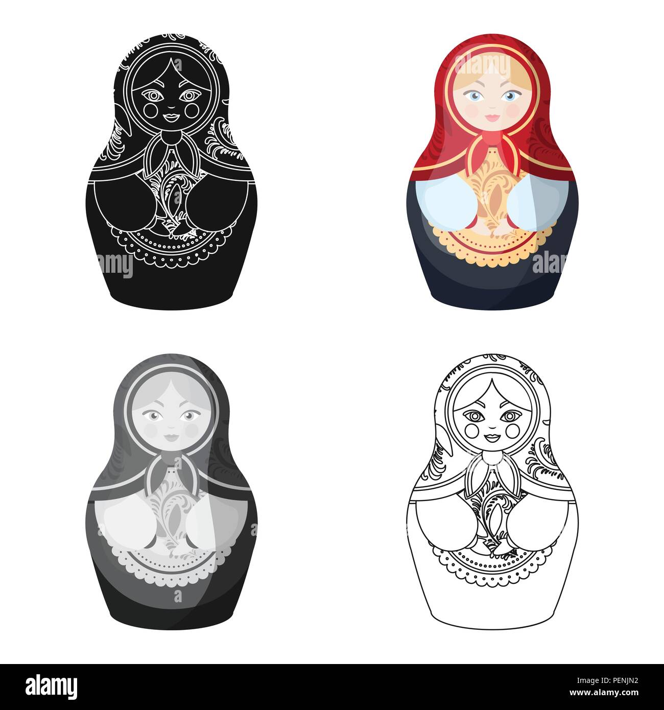 Russian matrioshka icon in cartoon design isolated on white background ...