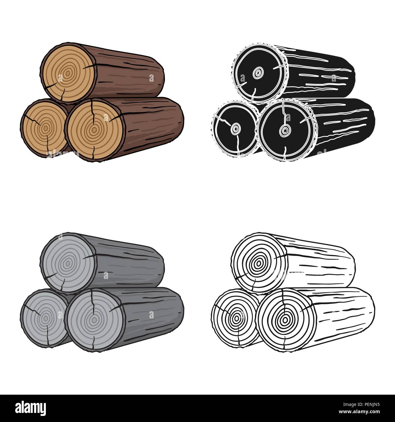 Stack of logs icon in cartoon style isolated on white background ...