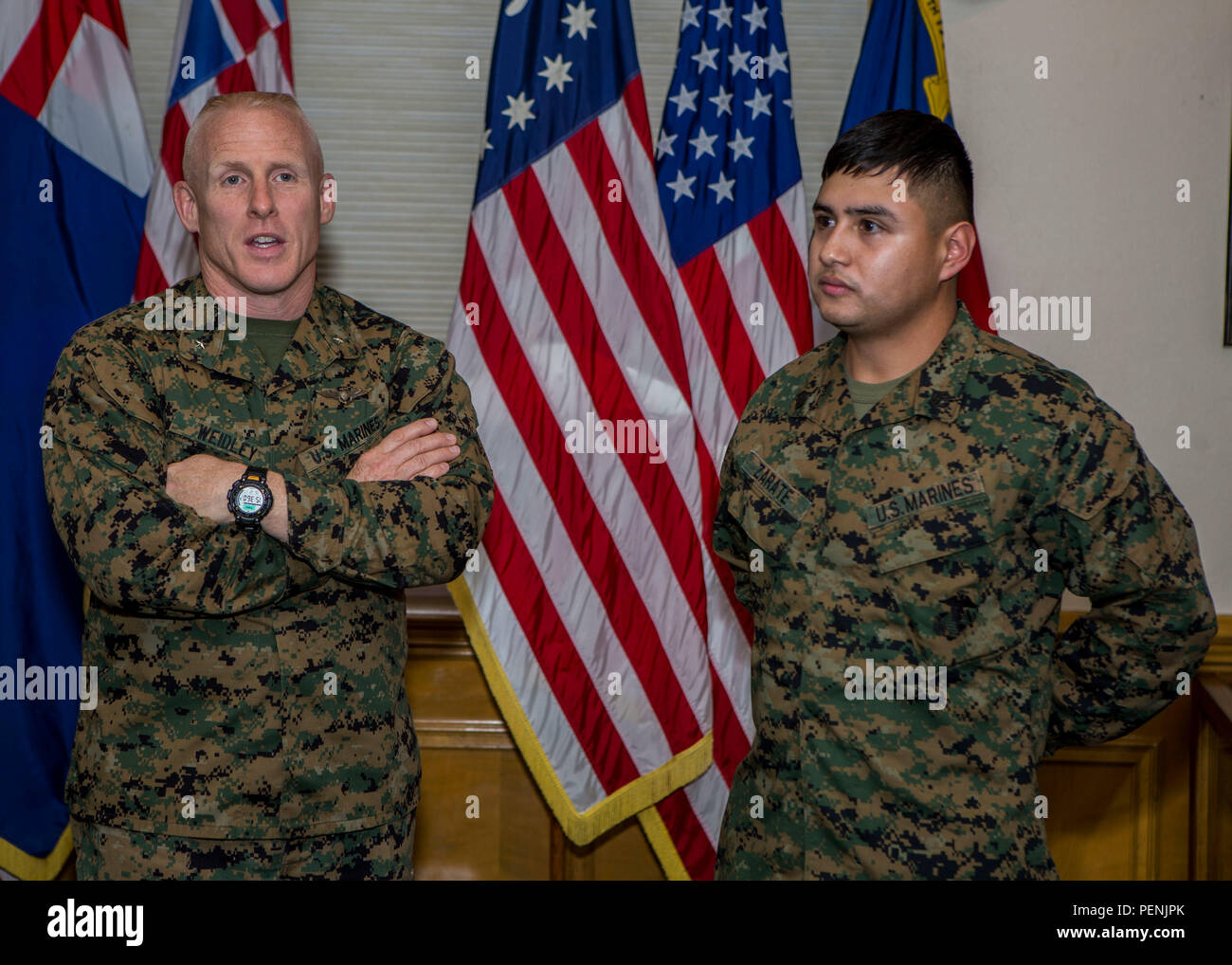 U.S. Marine Corps Brig. Gen. Thomas D. Weidley, left, commanding ...