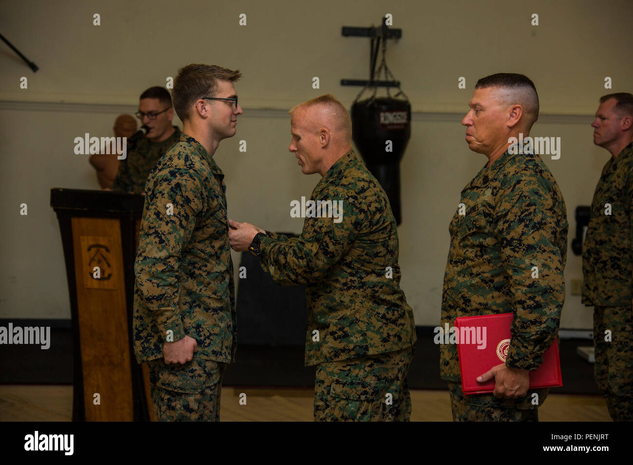 U.S. Marine Corps Brig. Gen. Thomas D. Weidley, center, commanding ...