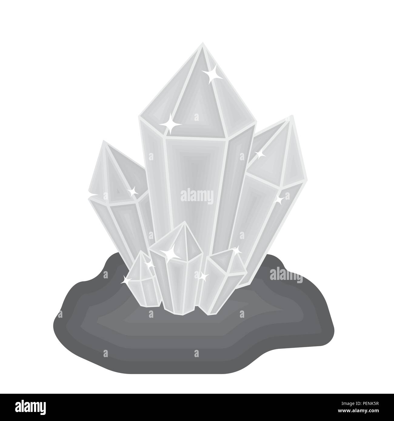 Crystals icon in monochrome style isolated on white background. Mine ...