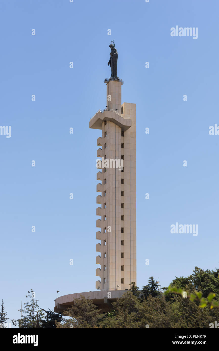 Panorama of the Bekaa Valley in Lebanon, with Our Lady of the Bekaa ...