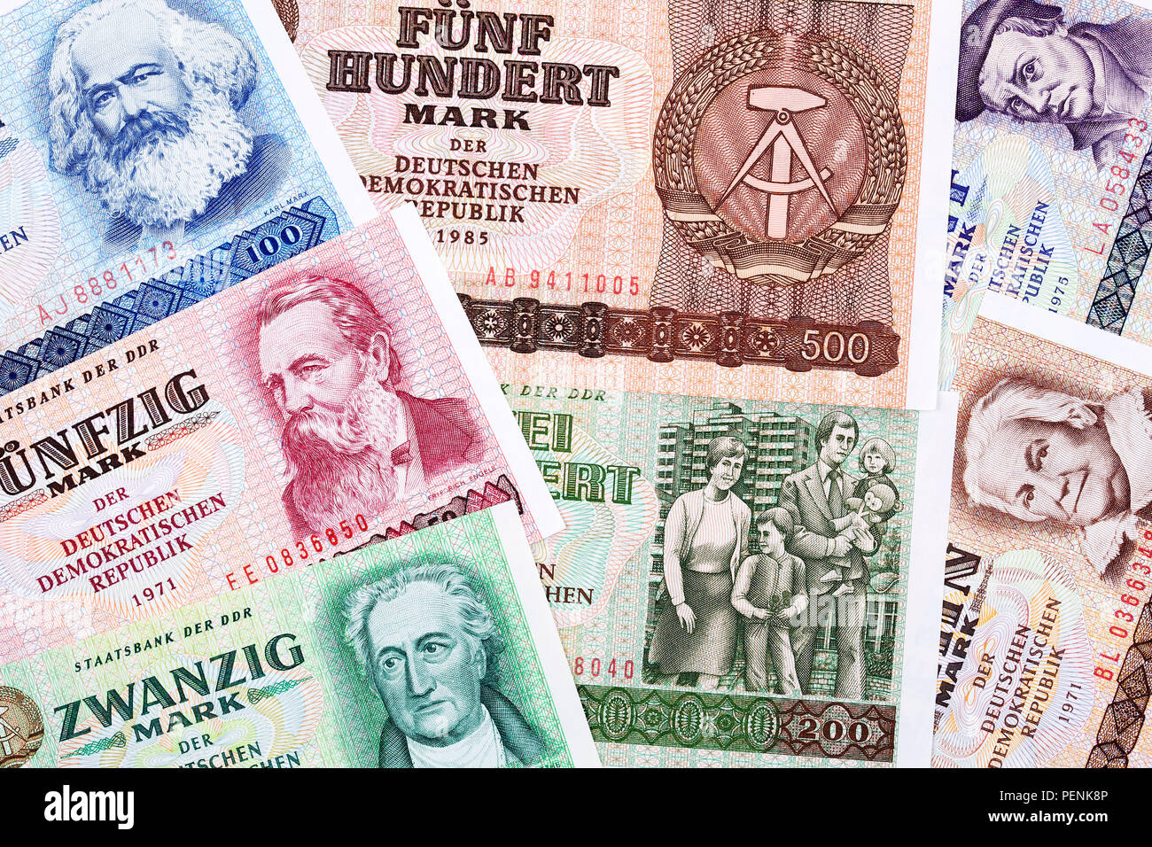 Old money from East Germany, a background Stock Photo - Alamy