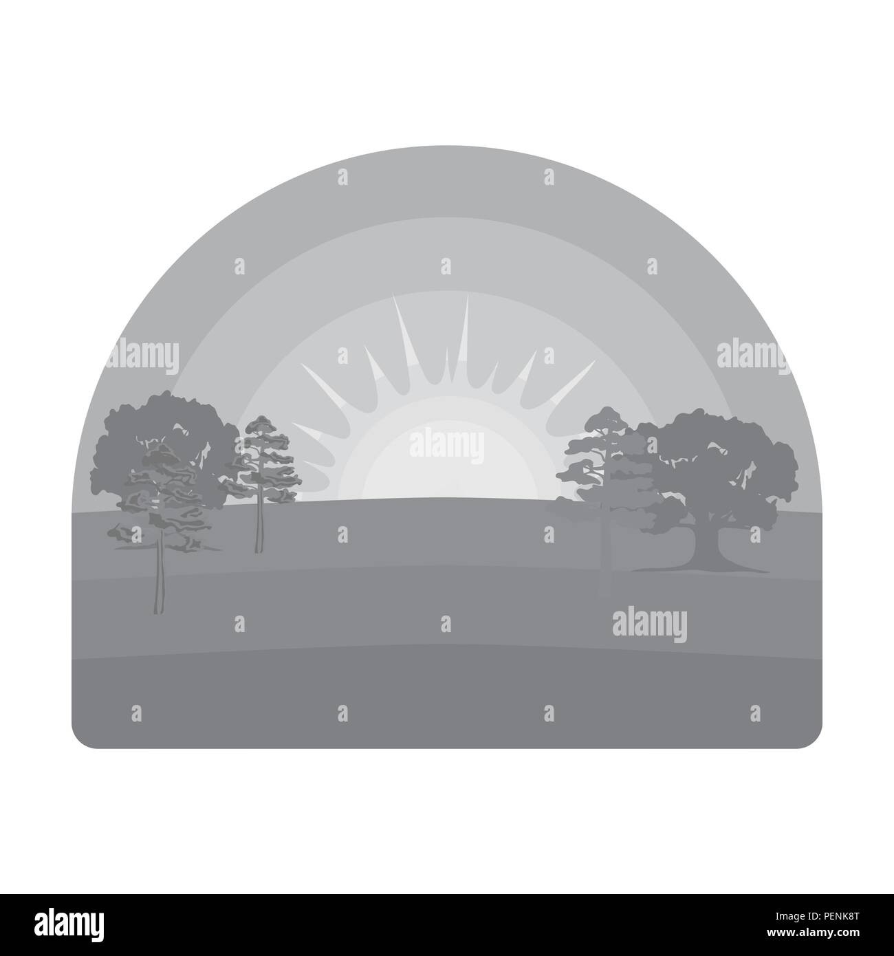 Sunrise icon in monochrome style isolated on white background. Weather ...