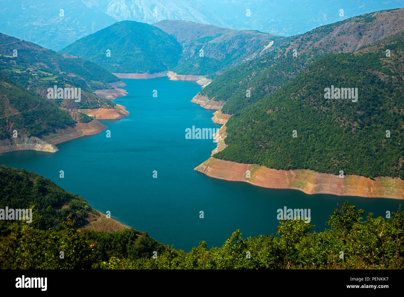 Fierza Reservoir, river Drin near Fierze, Albania Stock Photo - Alamy