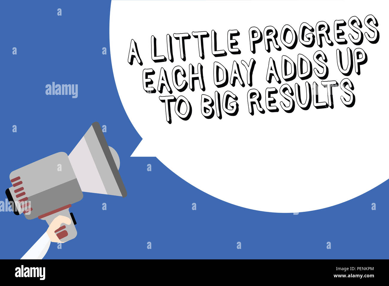 Handwriting text writing A Little Progress Each Day Adds Up To Big Results. Concept meaning Step ...