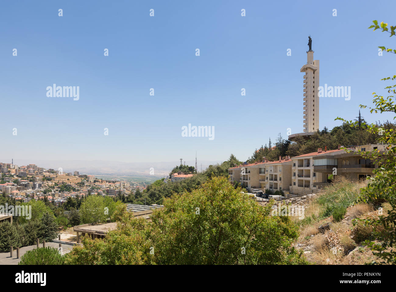 Panorama of the Bekaa Valley in Lebanon, with Our Lady of the Bekaa ...