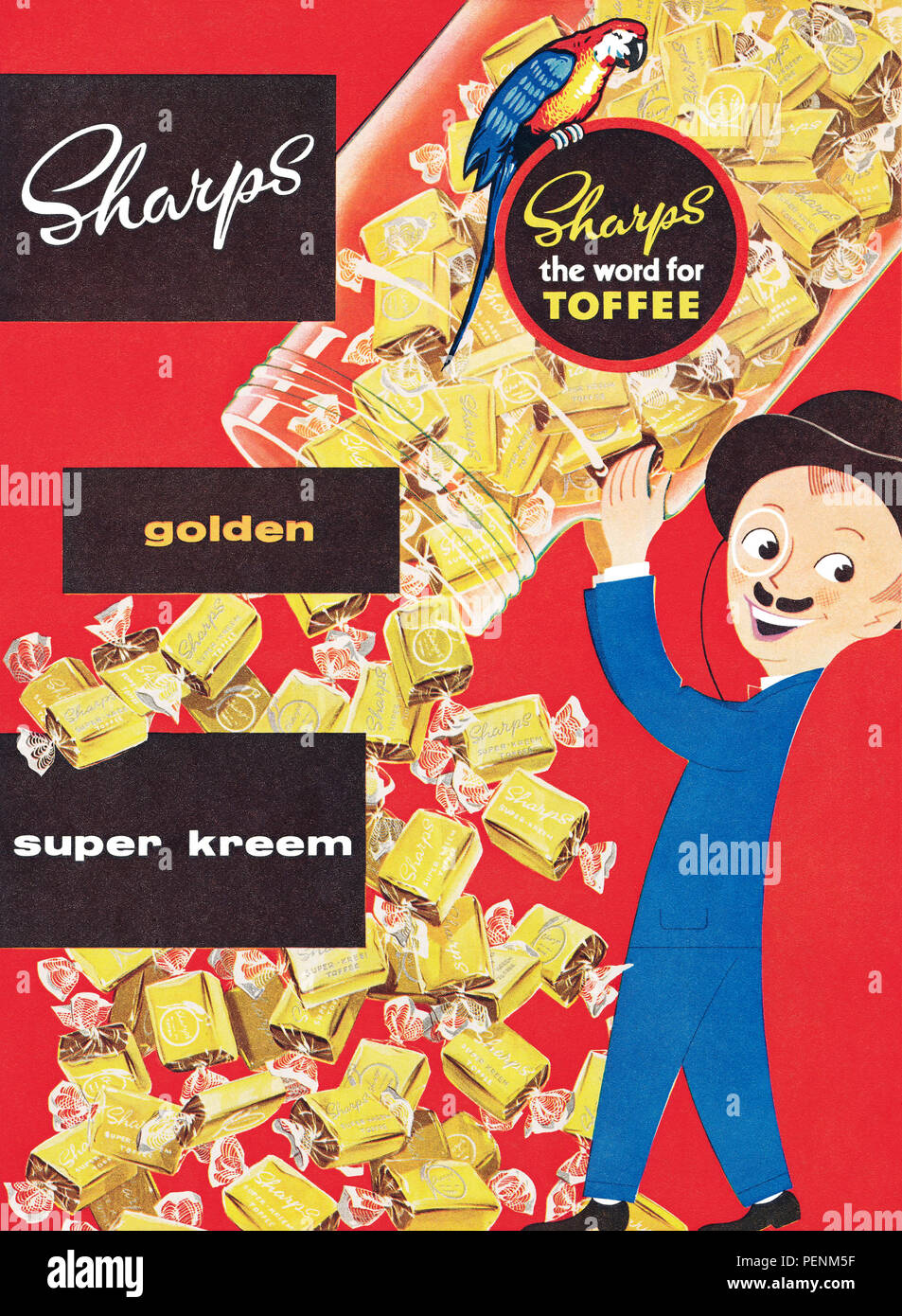1957 British advertisement for Sharps Super-Kreem toffees Stock Photo ...