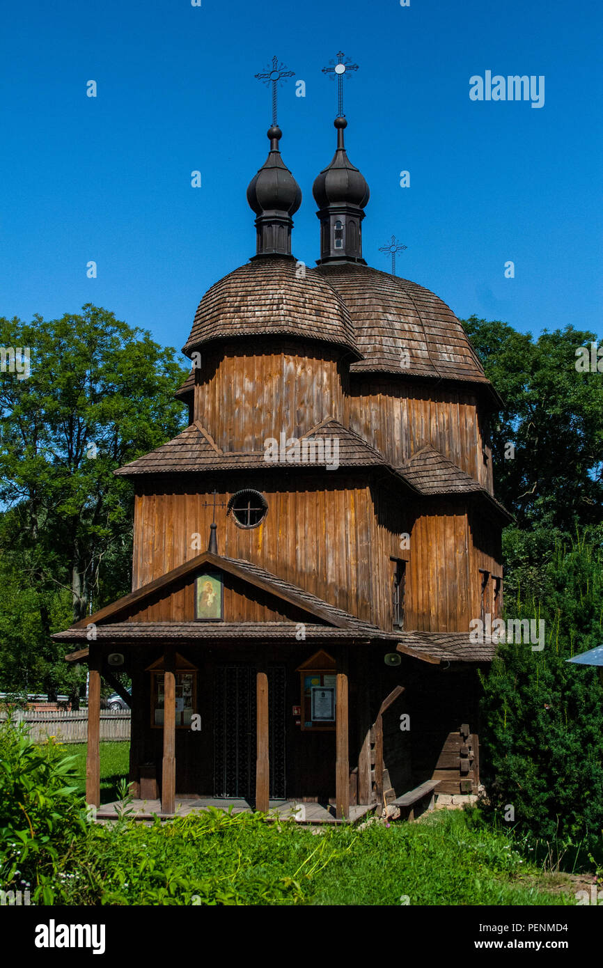 Old wooden orthodox church, Open Air Village Museum in Lublin, Poland ...