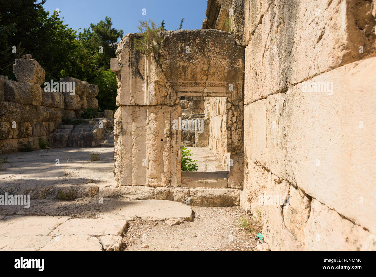 The Lower Roman temple of Niha, a landmark in the Bekaa Valley, Lebanon ...