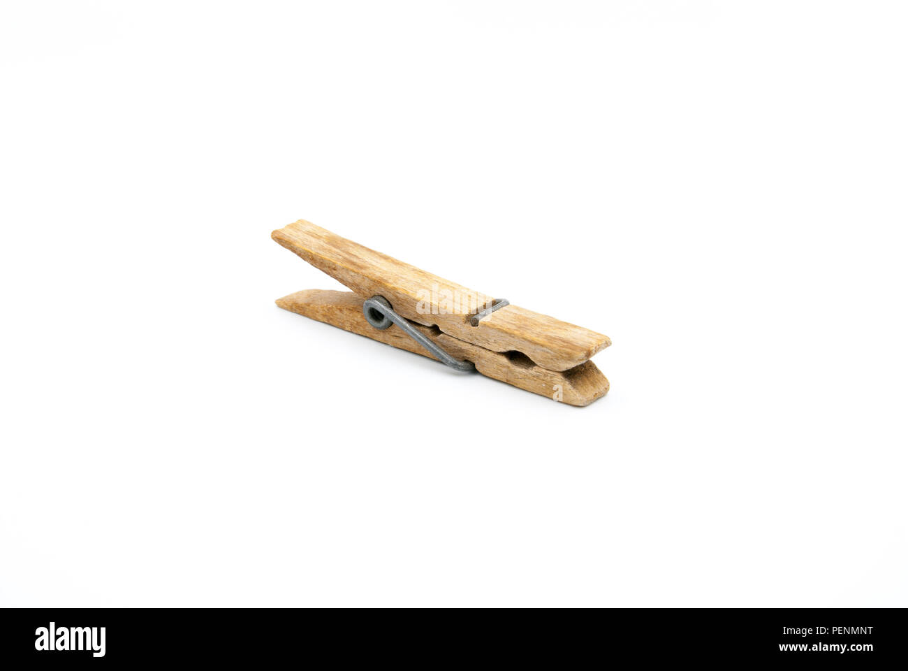 Wooden peg on white background Stock Photo - Alamy