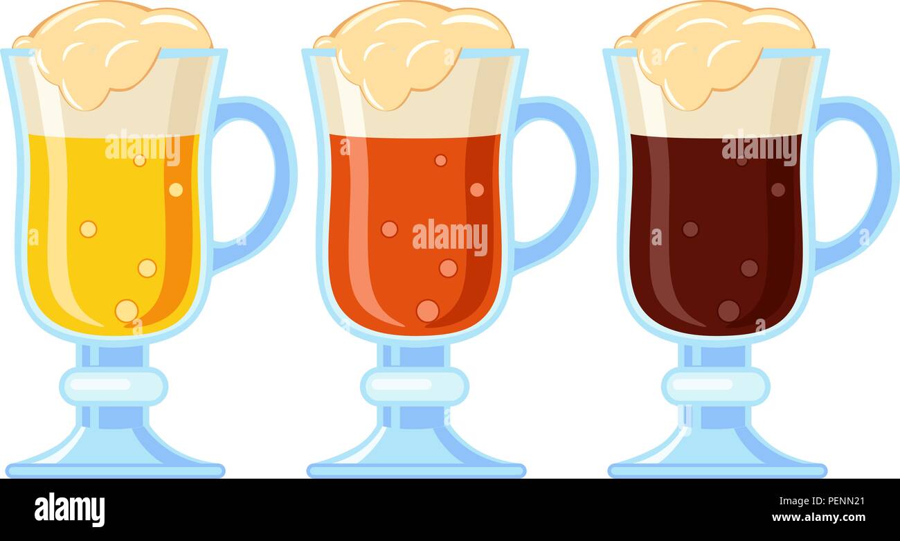 Colorful cartoon different beer types in fancy glass Stock Vector Image ...