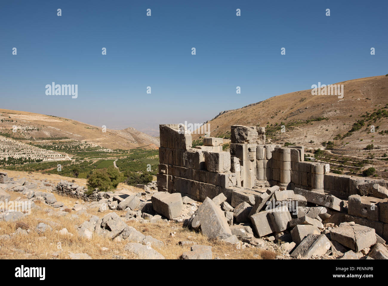 Ruins of Niha Upper roman temple, in the Bekaa Valley and Mount Lebanon ...