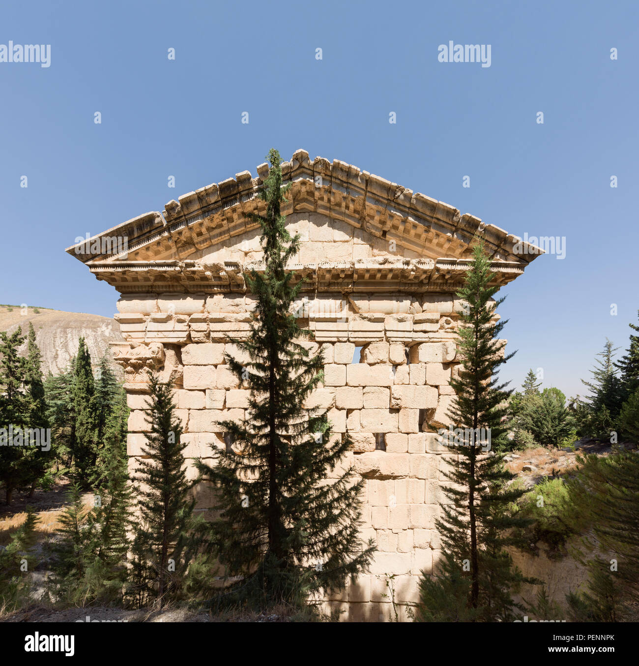 The Lower Roman temple of Niha, a landmark in the Bekaa Valley, Lebanon ...