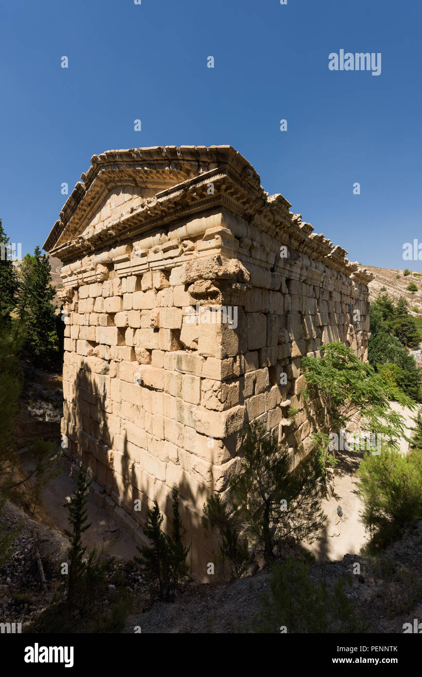 The Lower Roman temple of Niha, a landmark in the Bekaa Valley, Lebanon ...