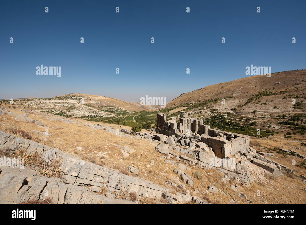 Ruins of Niha Upper roman temple, in the Bekaa Valley and Mount Lebanon ...