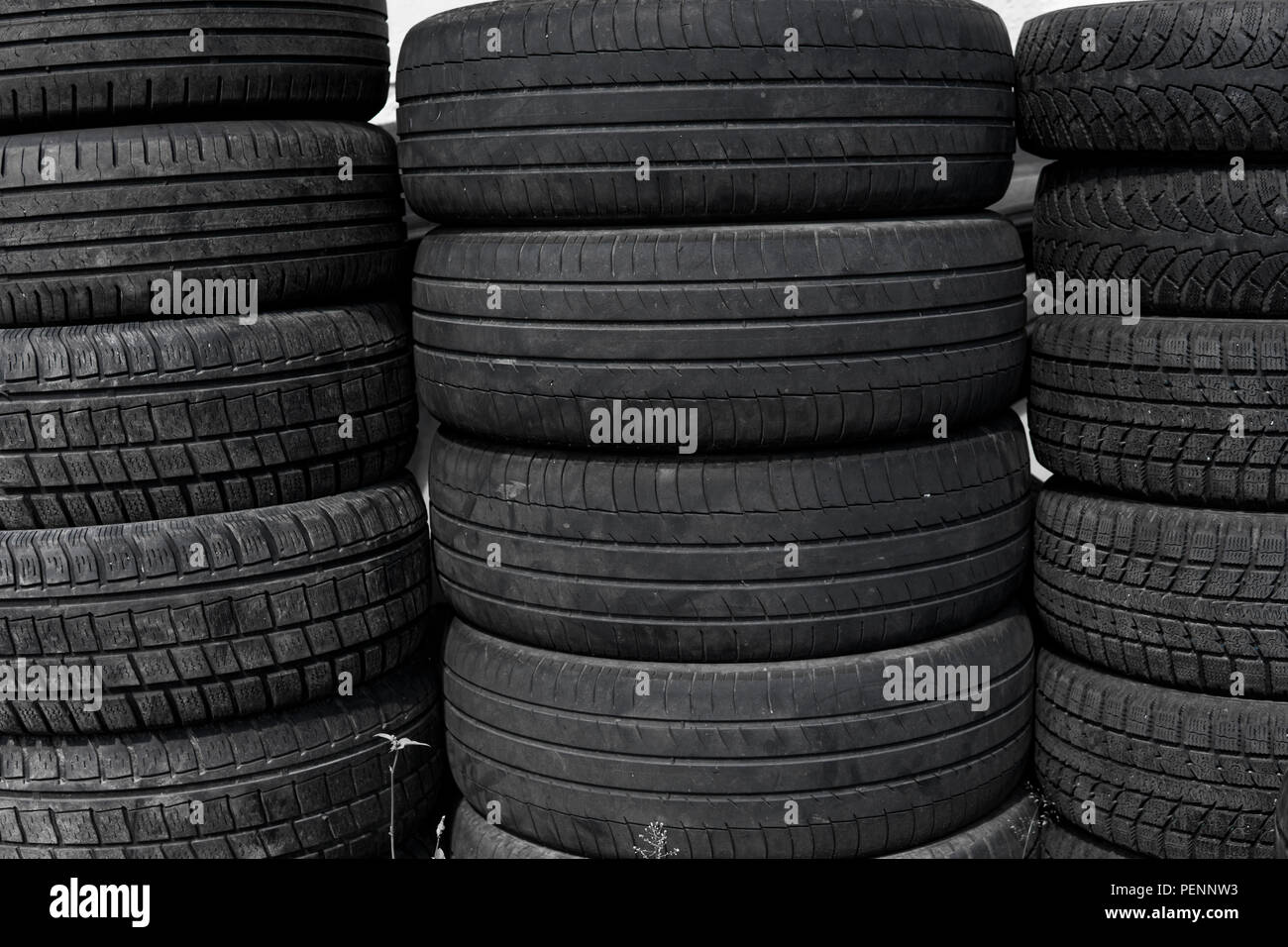 Protector of automobile tires. A number of automobile tires. Close up ...
