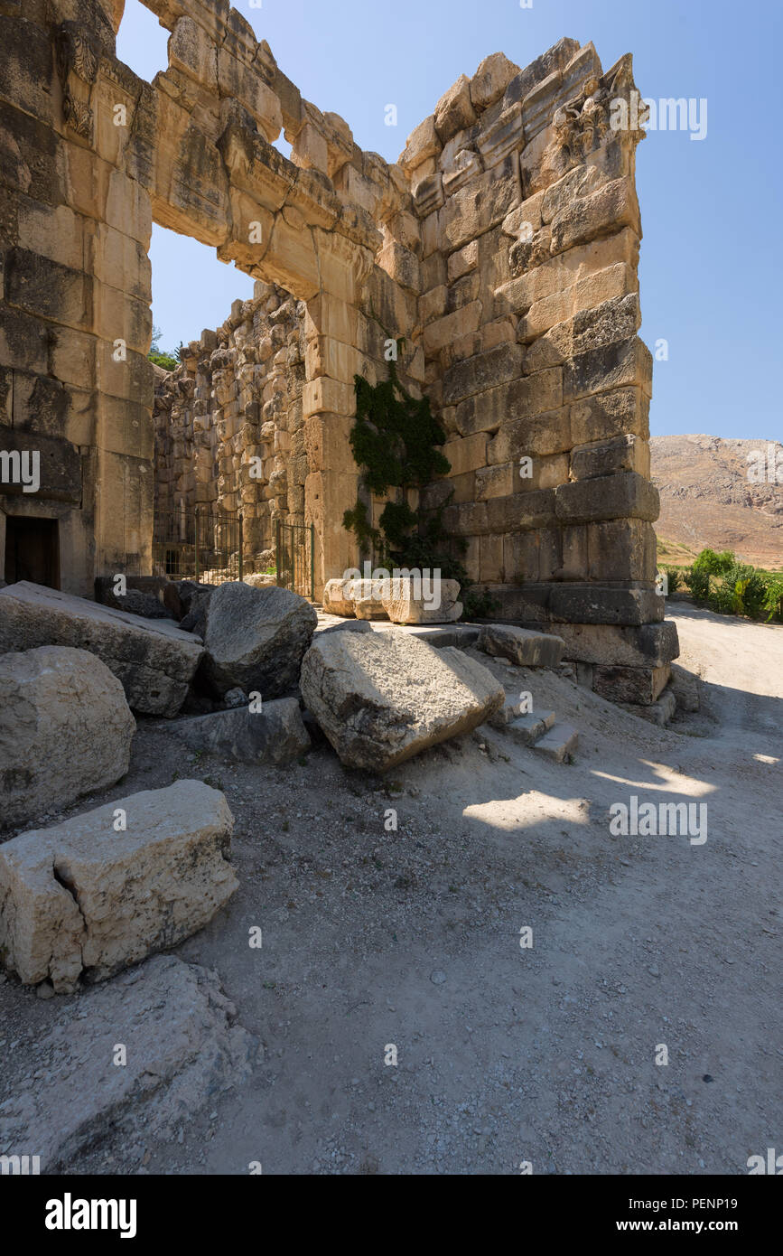 The Lower Roman temple of Niha, a landmark in the Bekaa Valley, Lebanon ...