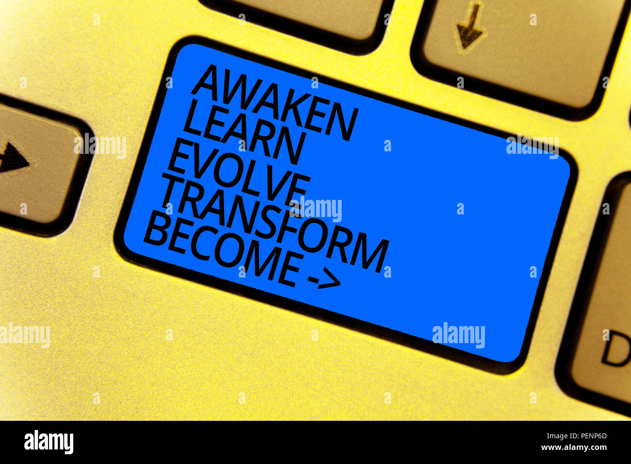 Handwriting text writing Awaken Learn Evolve Transform Become . Concept ...