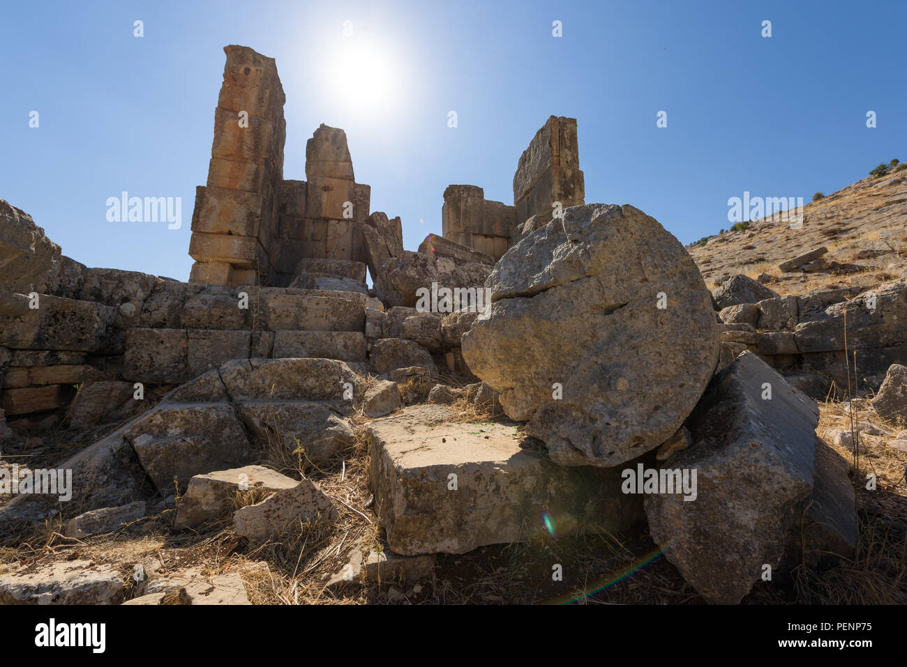 Ruins of Niha Upper roman temple, in the Bekaa Valley and Mount Lebanon ...