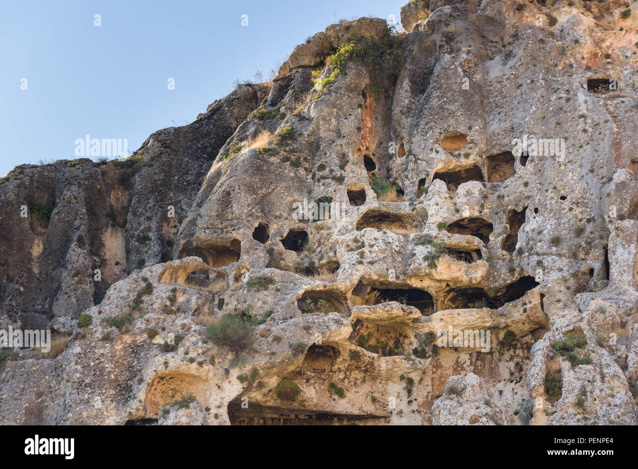Roman tombs carved in the stone over the village of Furzol, Bekaa ...