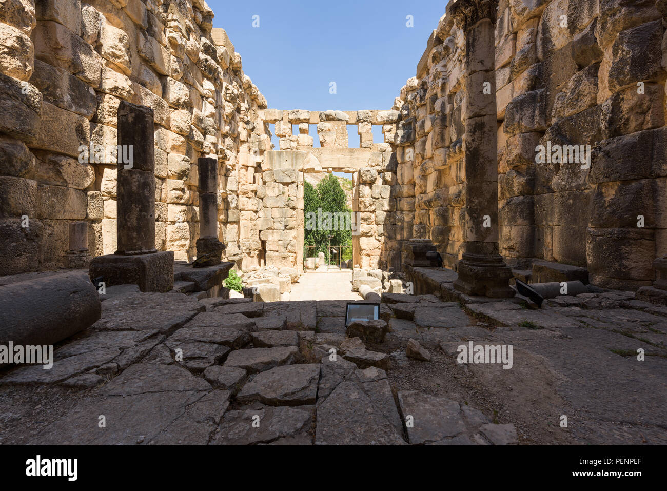The Lower Roman temple of Niha, a landmark in the Bekaa Valley, Lebanon ...