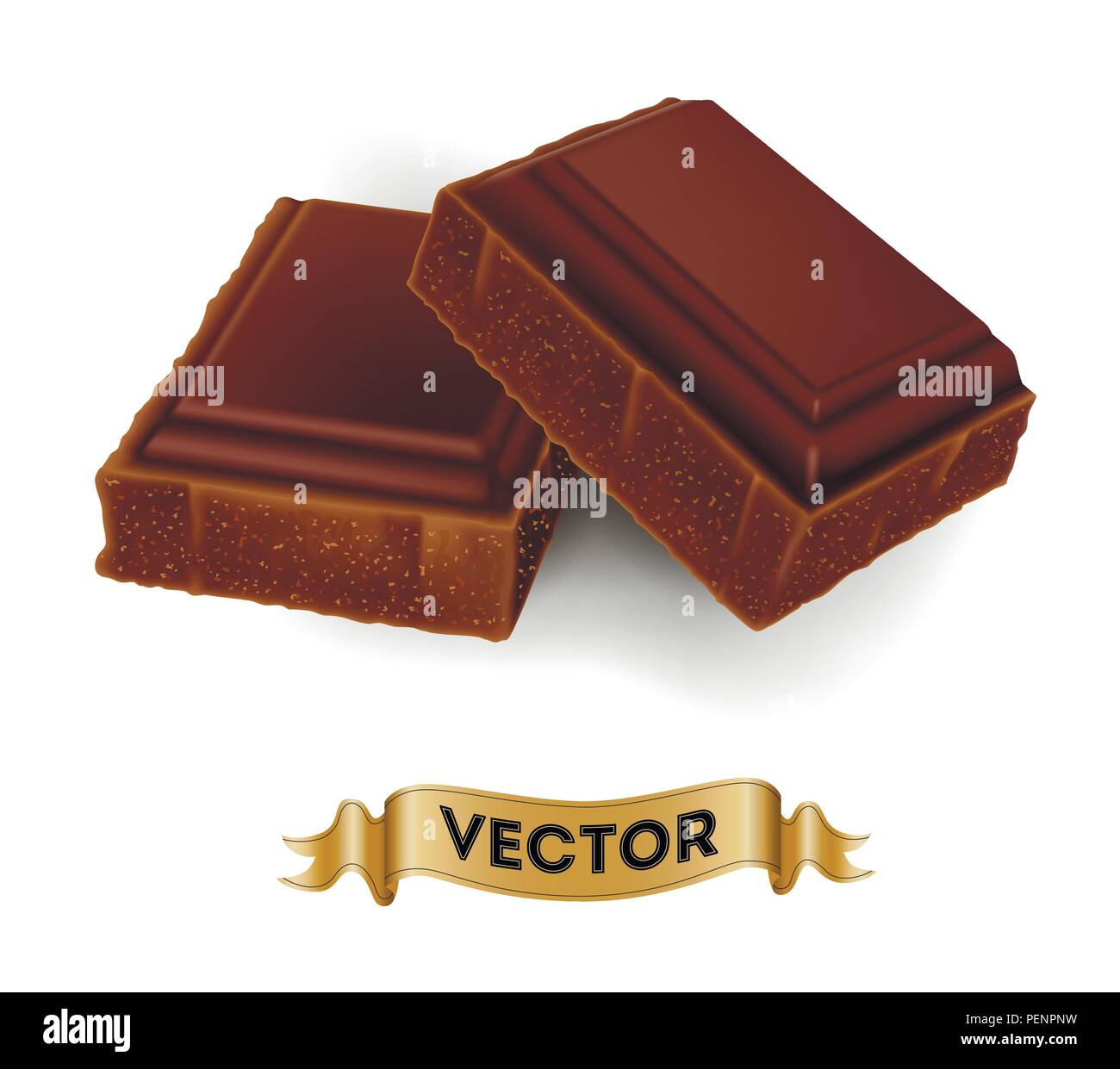 Realistic vector illustration of broken chocolate bar on white ...