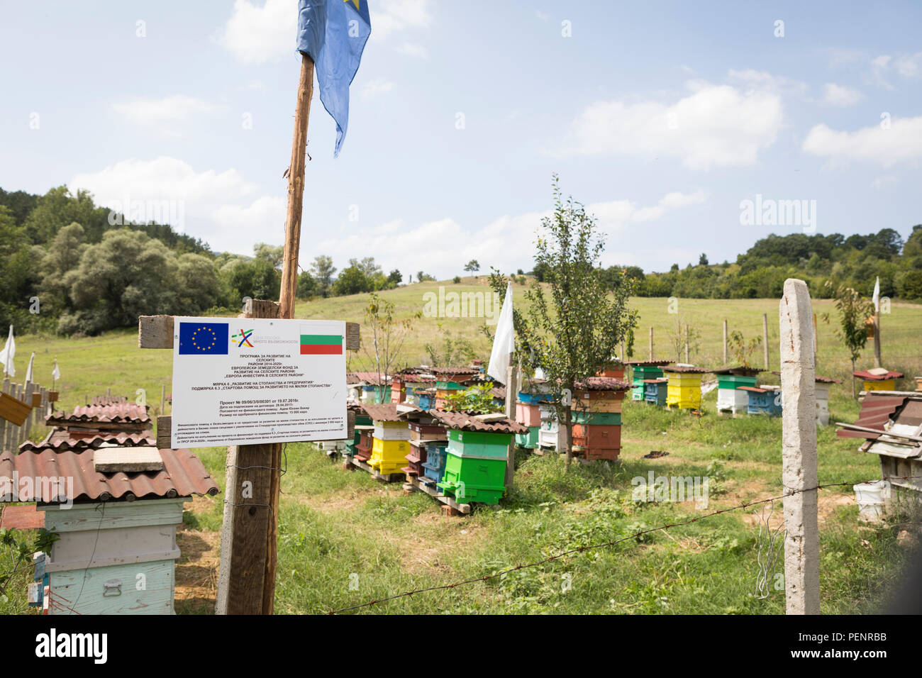 Project of the EU European Union for keeping bees in a rural area near ...