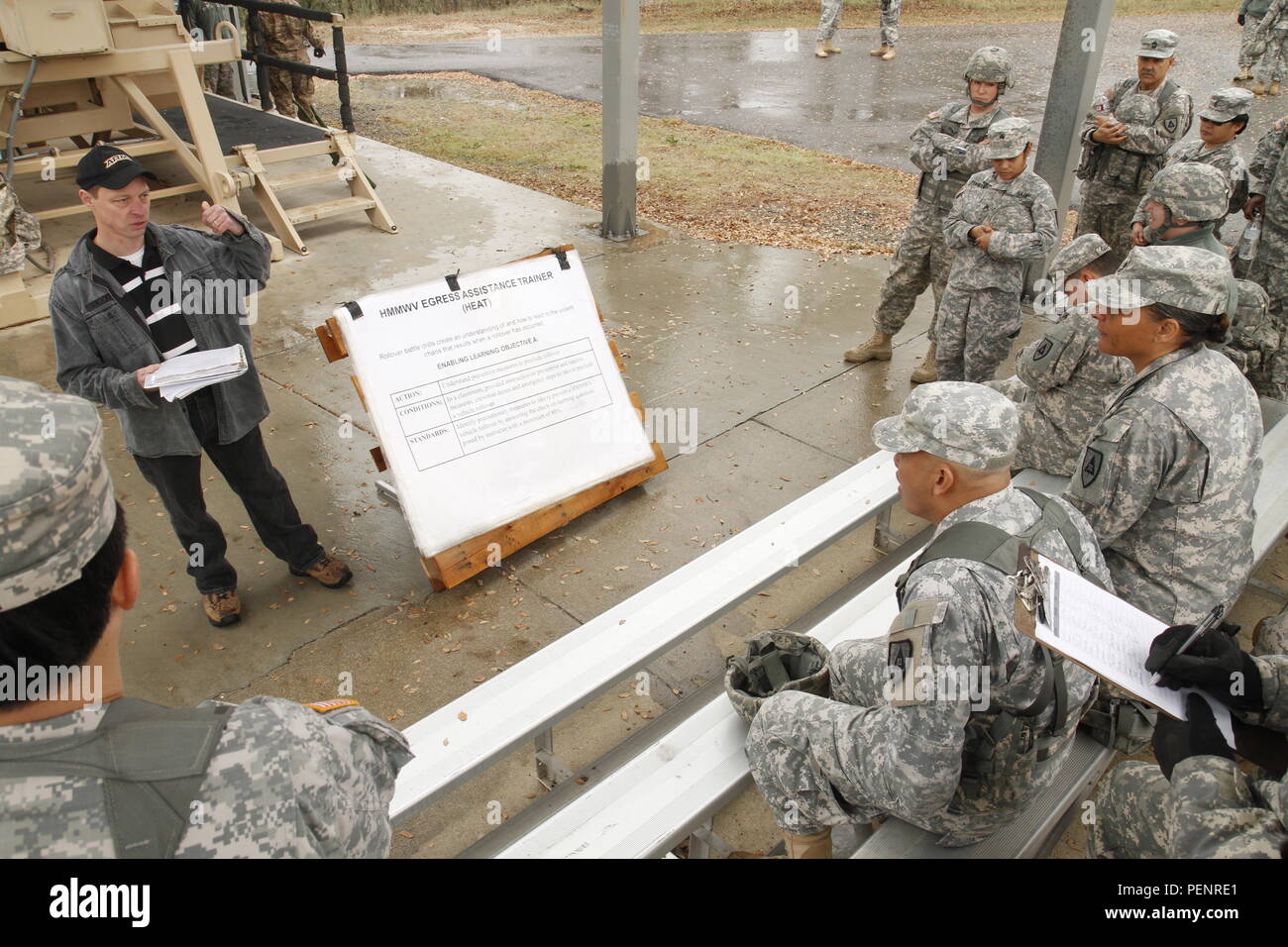 U.S. Army soldiers of the 91st Training Division are given instruction ...