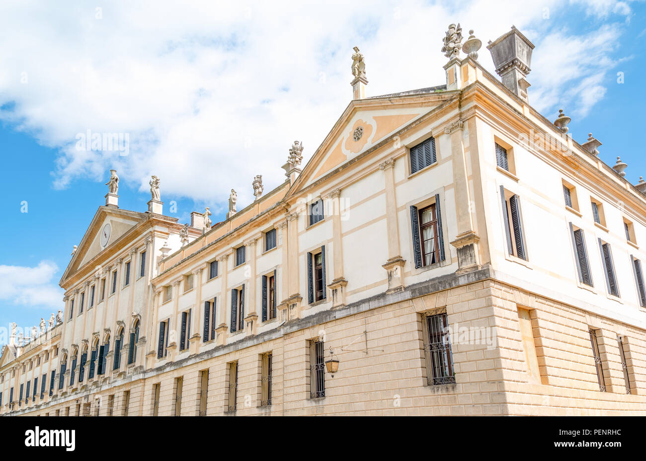 Stra, Italy - May 25, 2017: The rear facade of the eighteenth-century ...