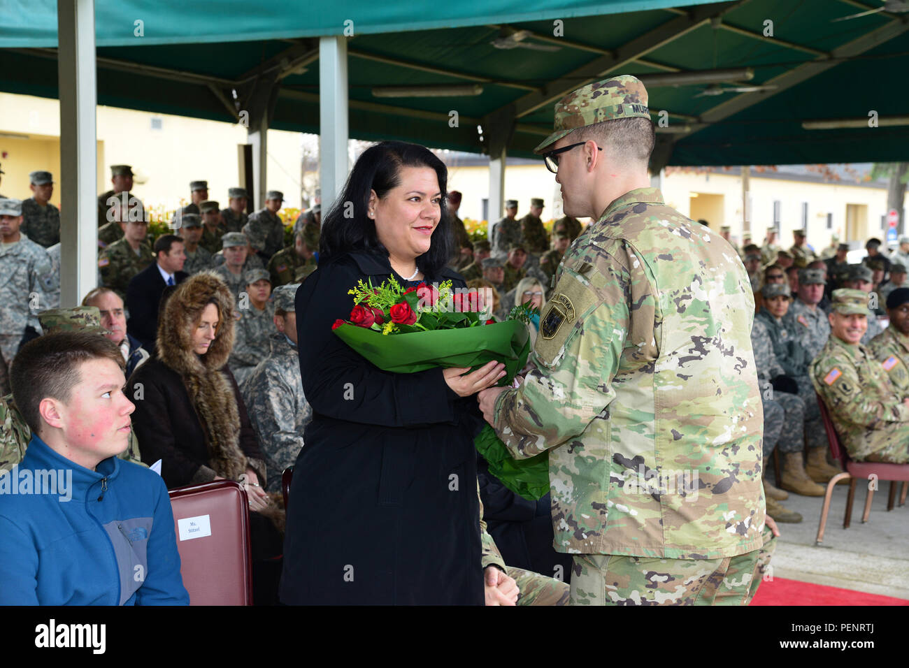 Maria Stitzel, wife of outgoing Command Sgt. Maj. Jeffery T. Stitzel, U ...