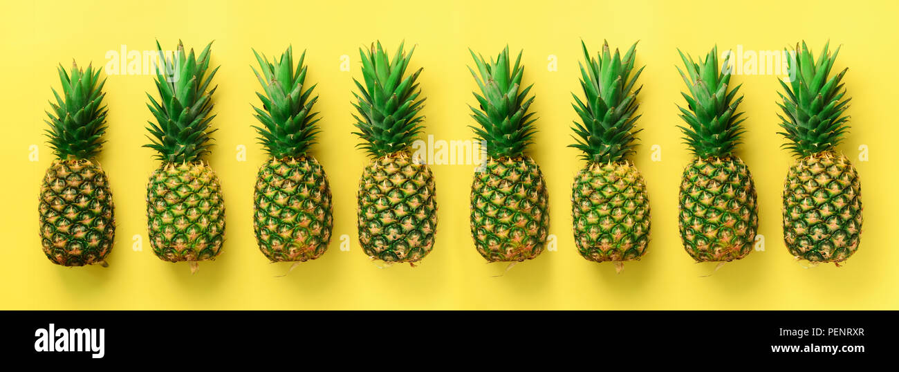 Bright pineapple pattern for minimal style. Top View. Pop art design ...