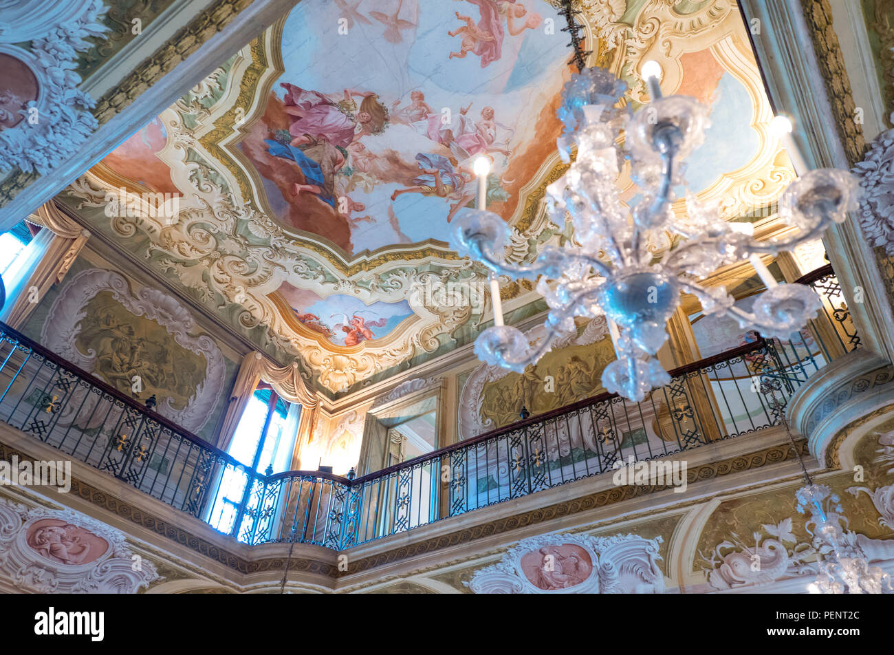 Mira, Italy - May 25, 2017: Villa Seriman, the halls with frescoes by ...