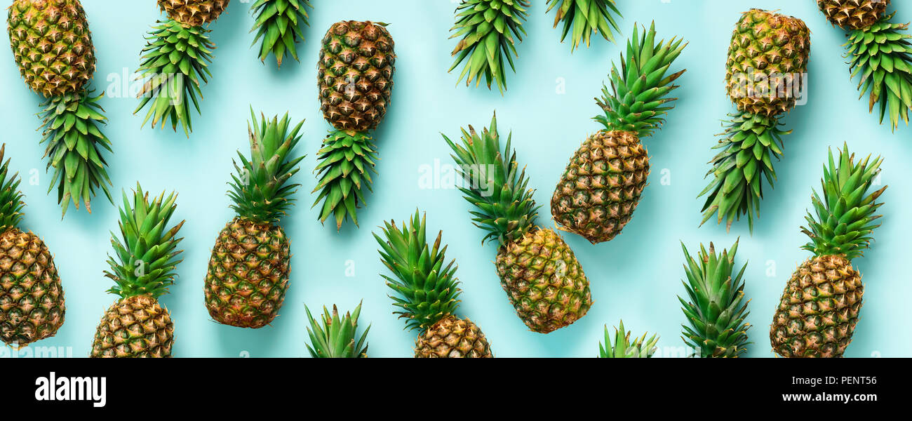 Bright pineapple pattern for minimal style. Top View. Pop art design ...
