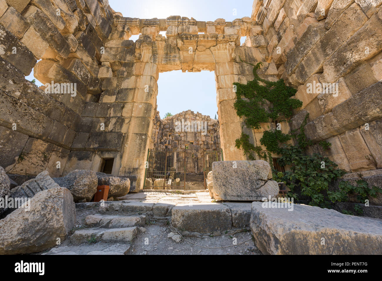 The Lower Roman temple of Niha, a landmark in the Bekaa Valley, Lebanon ...