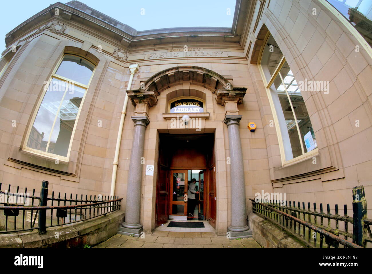 entrance to Partick Library,exterior Dumbarton Road, Glasgow, UK Stock ...