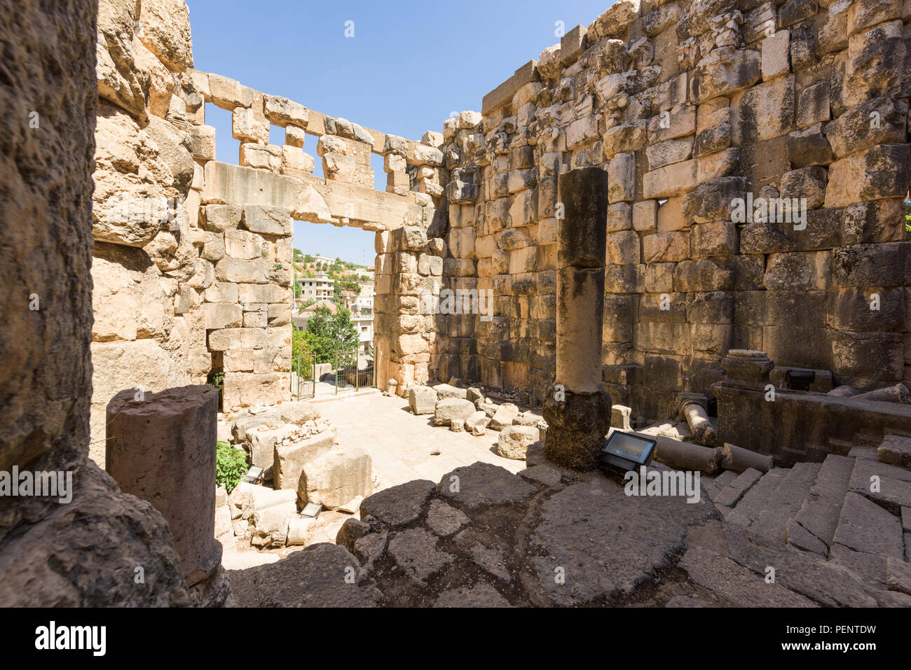 The Lower Roman temple of Niha, a landmark in the Bekaa Valley, Lebanon ...