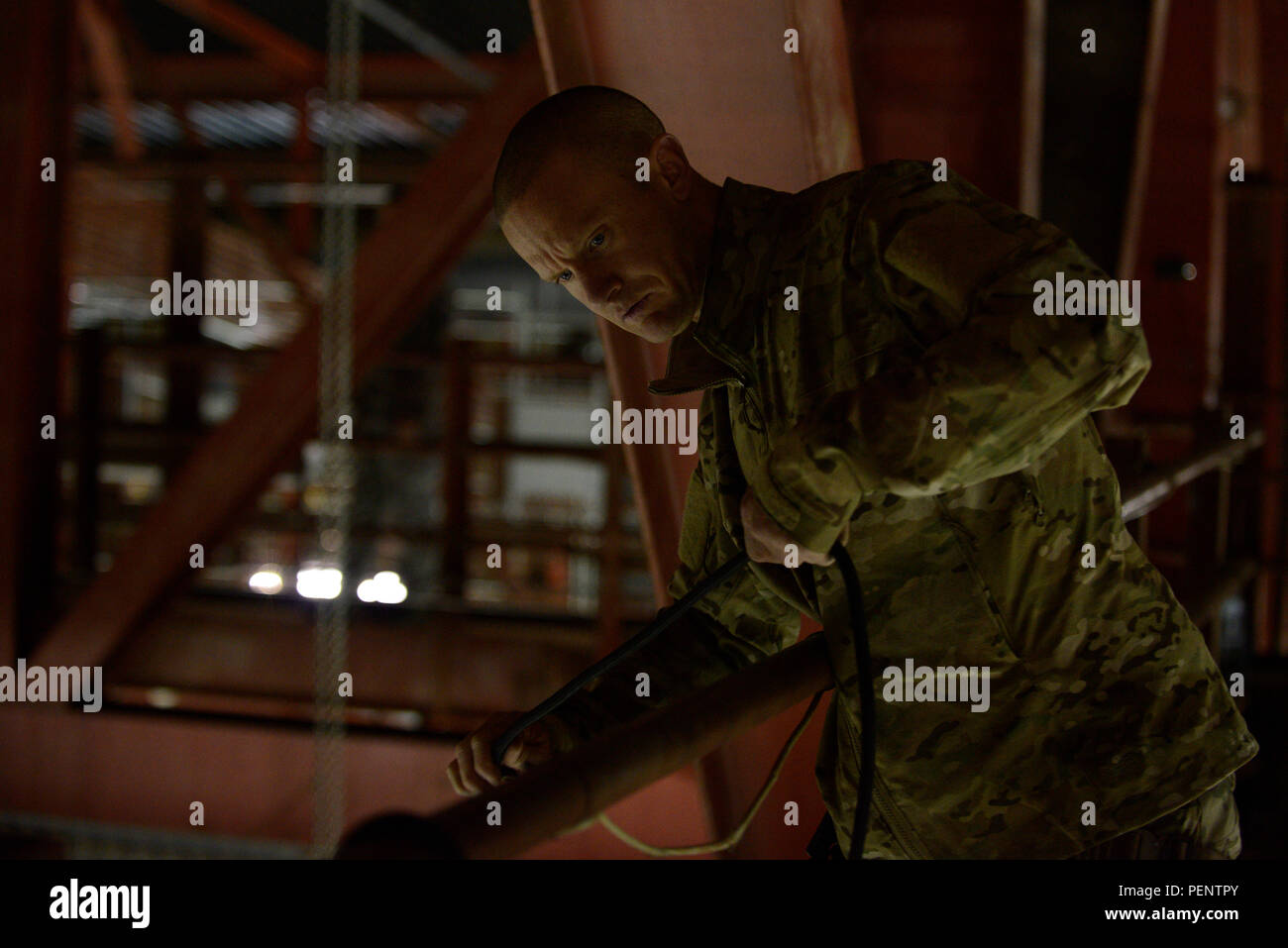 Master Sgt. Shane Hargis, 212th Rescue Squadron pararescueman, prepares ...