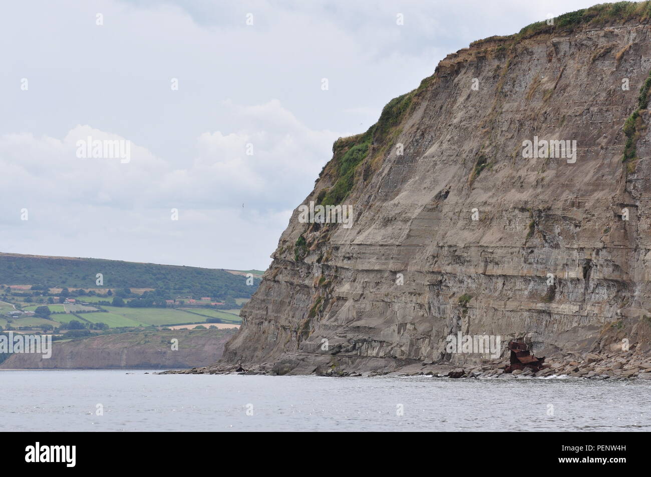 Coastal cliff near Robin Hood's Bay, north Yorkshire, England, UK, with ...