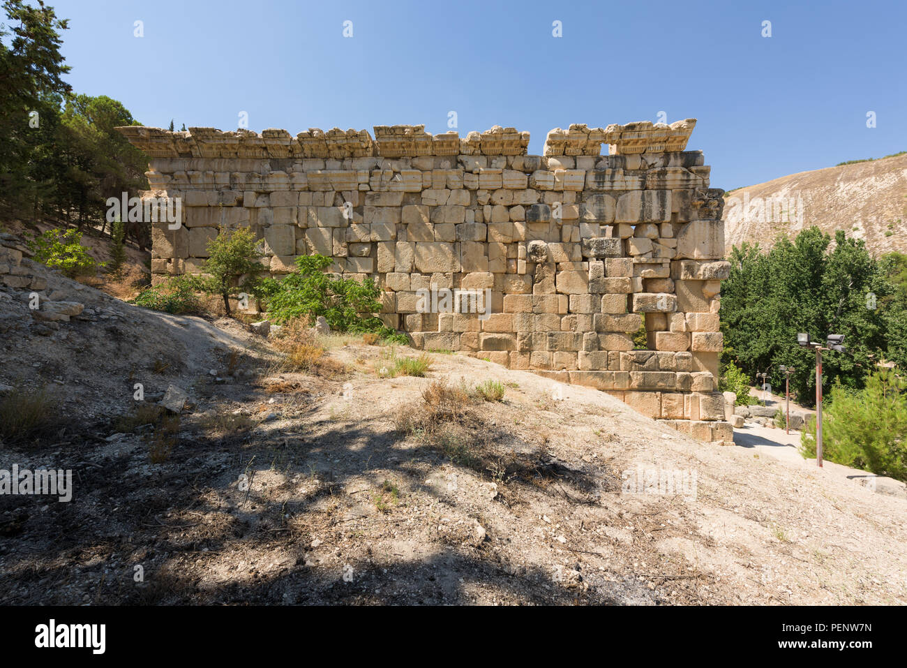 The Lower Roman temple of Niha, a landmark in the Bekaa Valley, Lebanon ...