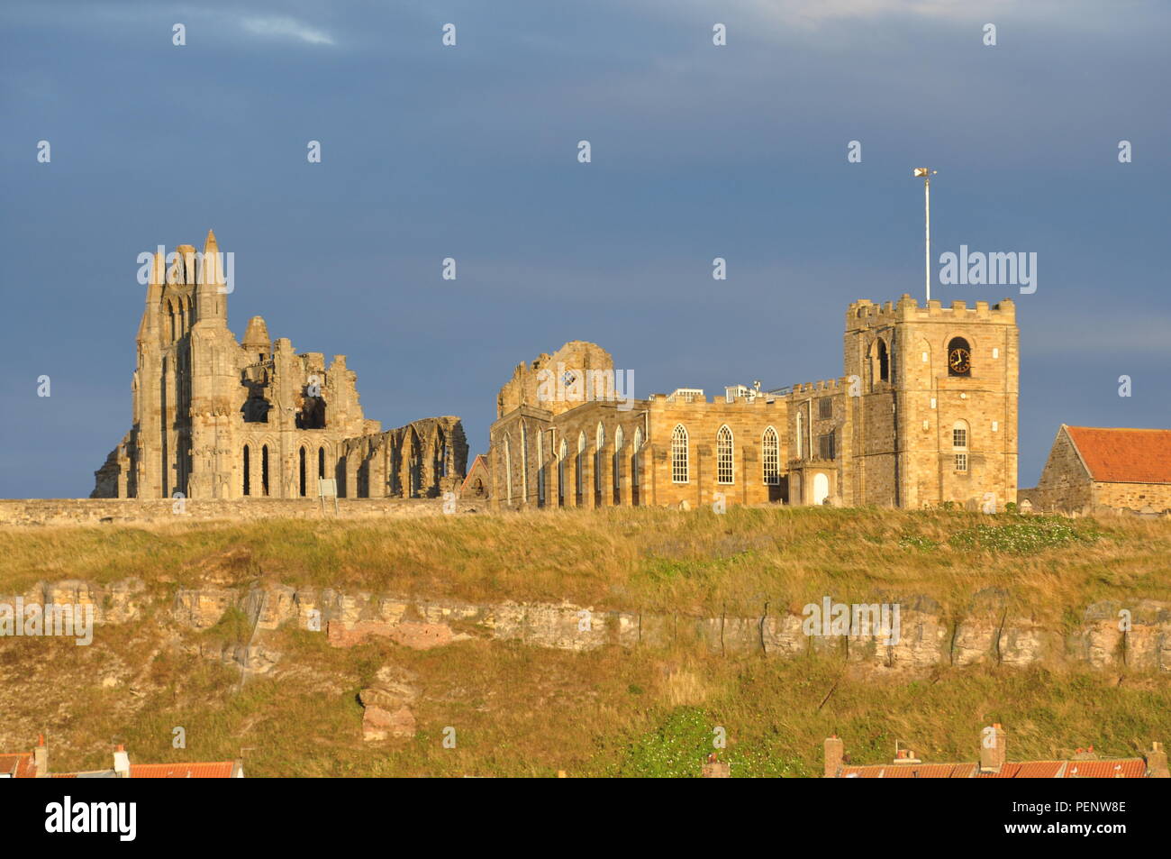 Church of St Mary and Whitby Abbey, North Yorkshire, UK Stock Photo - Alamy