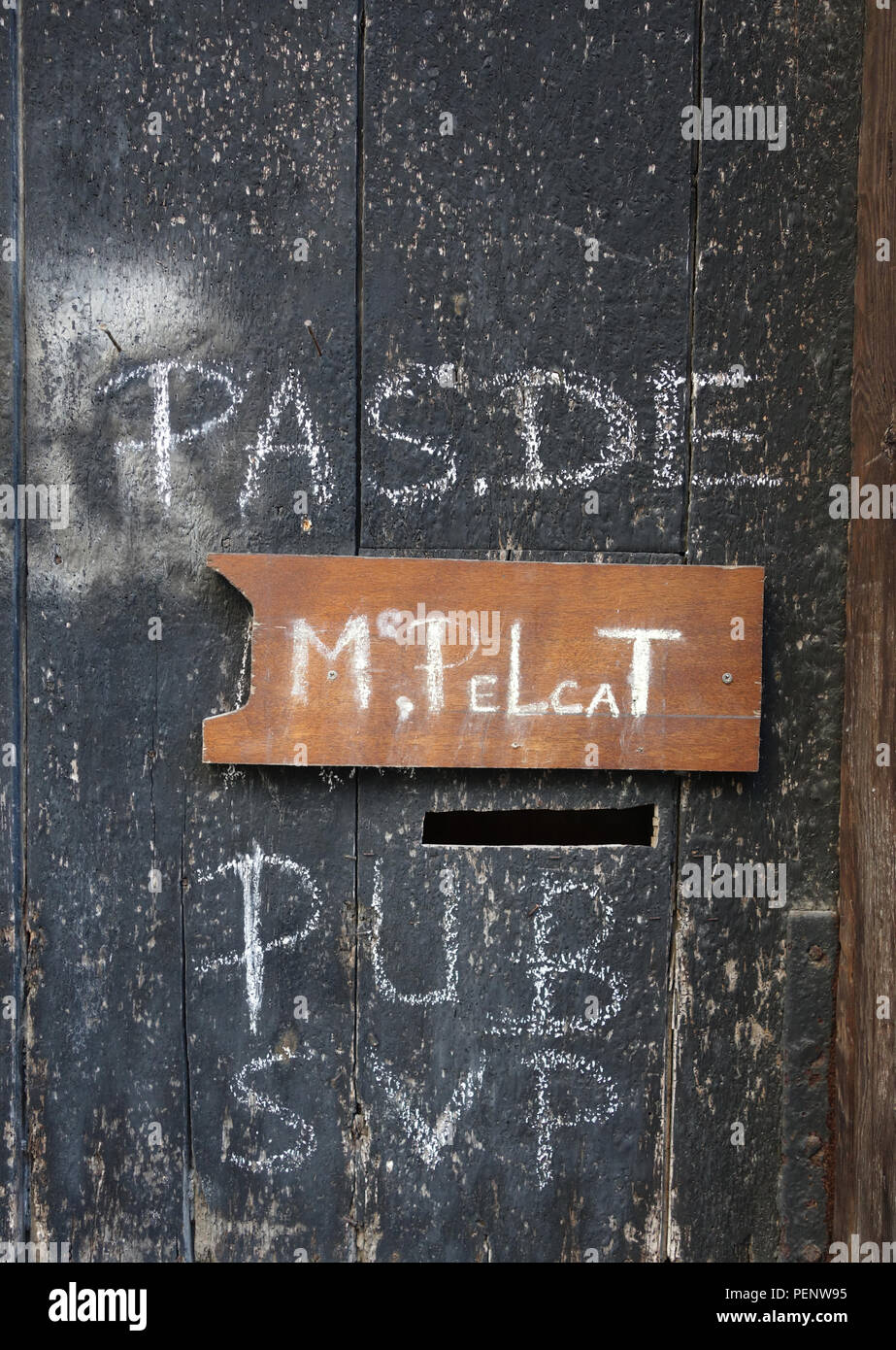 sign saying "no publicity folders" in French, Honfleur France Stock ...