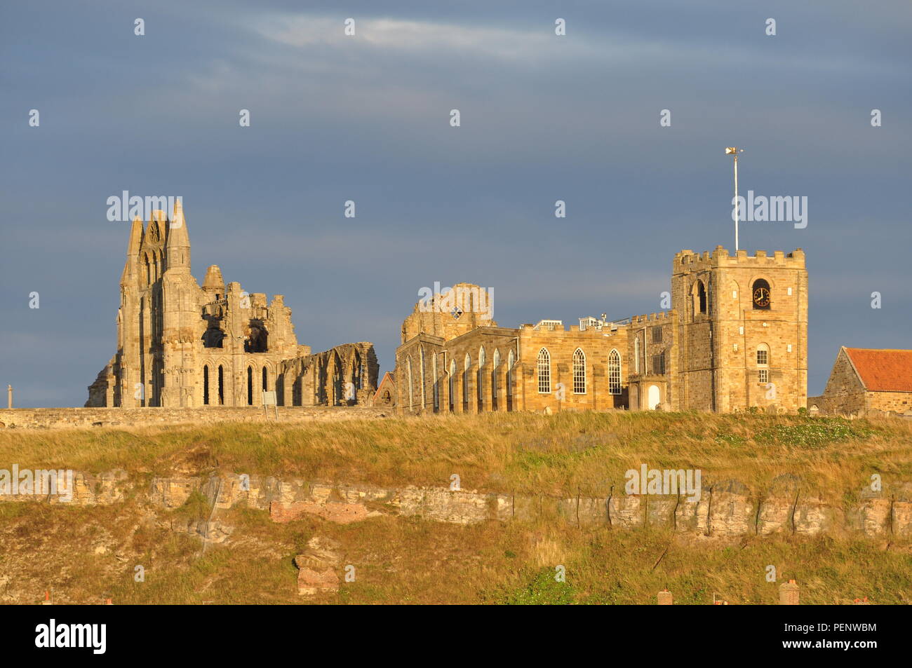Church of St Mary and Whitby Abbey, North Yorkshire, UK Stock Photo - Alamy