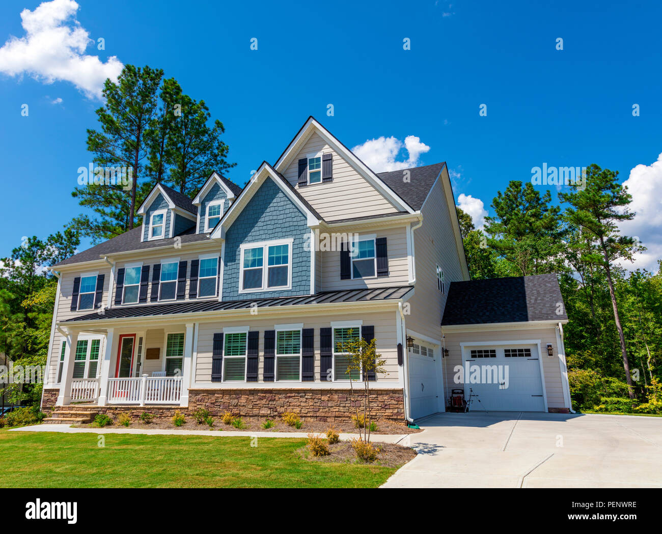 A beautiful newly built luxury house colonial American style Stock ...